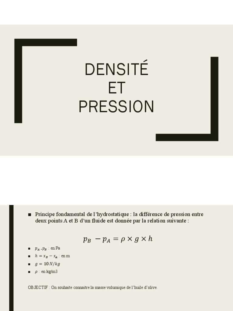 TP - Pression Et Densite | PDF | Méthodes et références pédagogiques | Maison et jardin