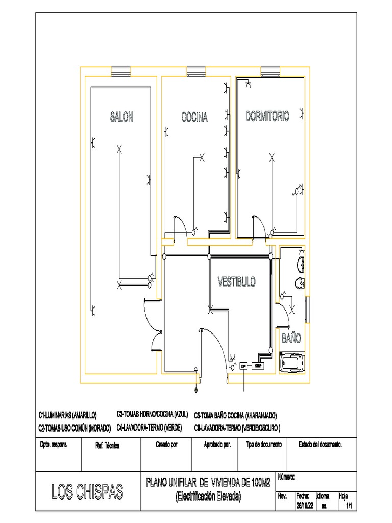 PLANO UNIFILAR 100M2-Modelo PDF | PDF