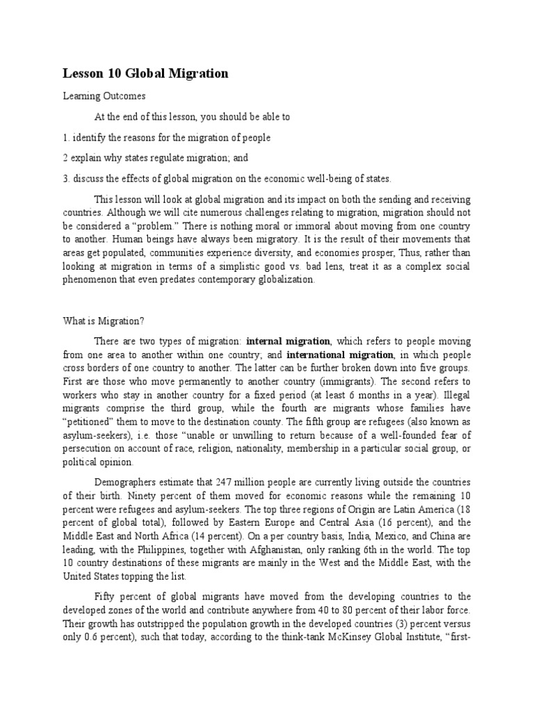 Global Migration: Impact & Insights | PDF | Immigration | Human Migration