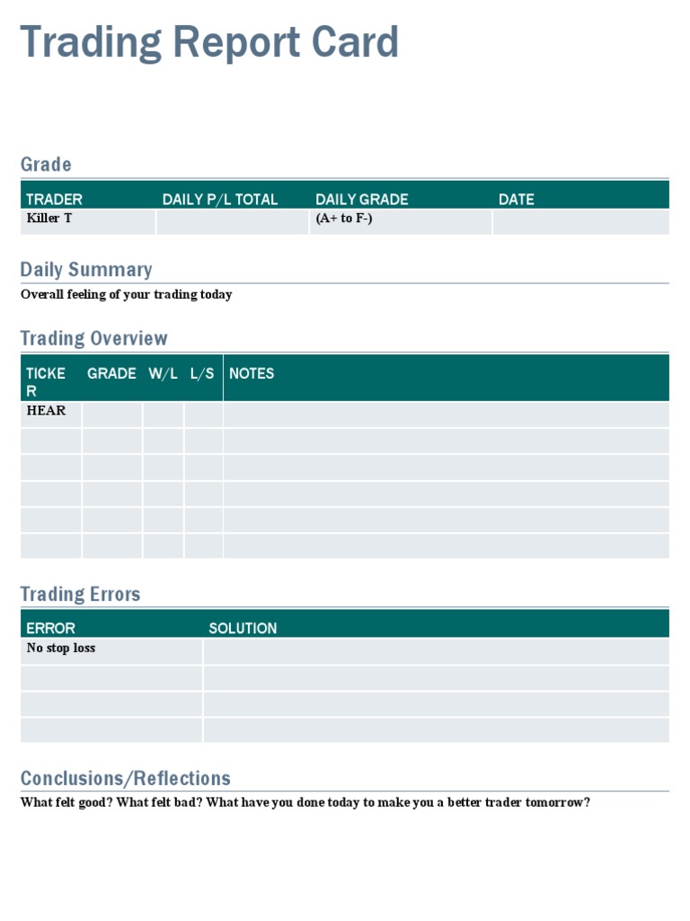 Trading Report Card 1 1 | PDF