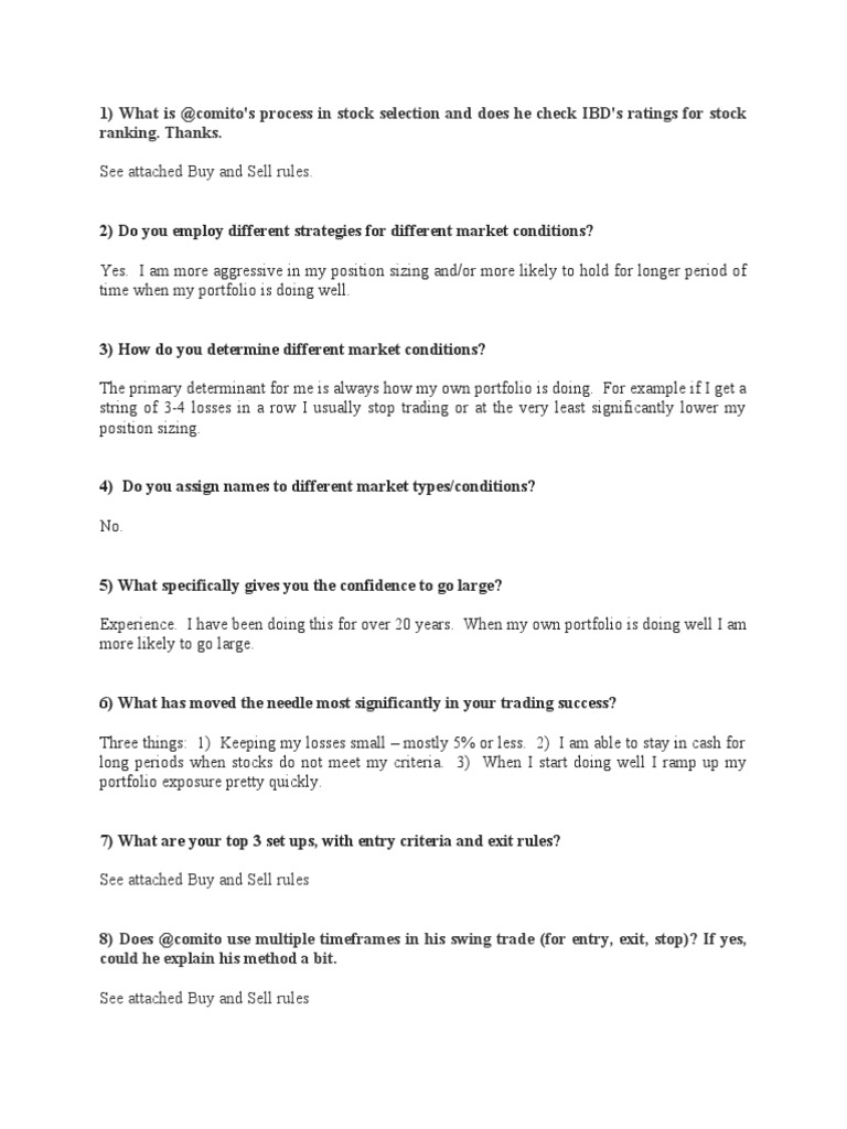 Stock Bee @comito Questions Answered For Timeline | PDF | Stocks | Day ...