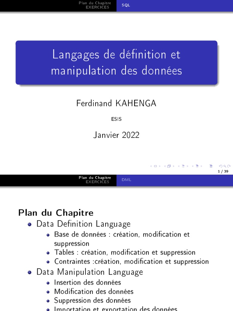 DML et DDL en SQL : Guide Complet | PDF | SQL | Microsoft SQL Server