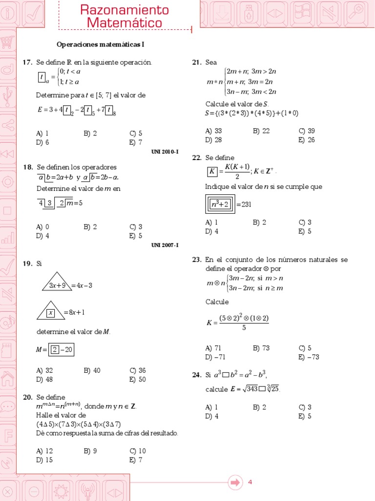 Operaciones Matemáticas - Repaso | PDF | Matemáticas | Expresiones lógicas