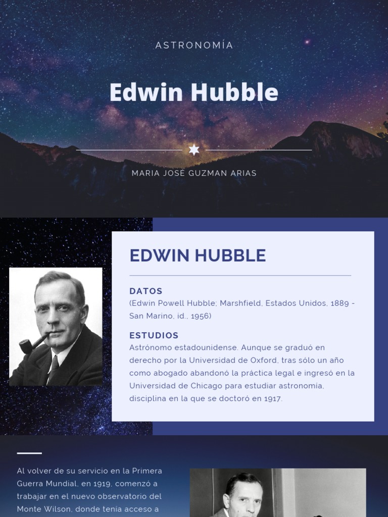 Biografía de Edwin Hubble y sus descubrimientos | PDF | Espacio ...