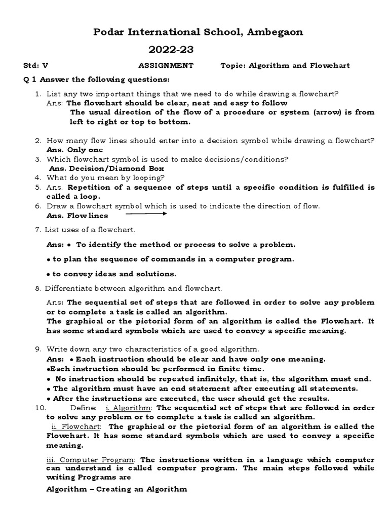 Grade 5: Algorithms & Flowcharts | PDF | Algorithms | Applied Mathematics