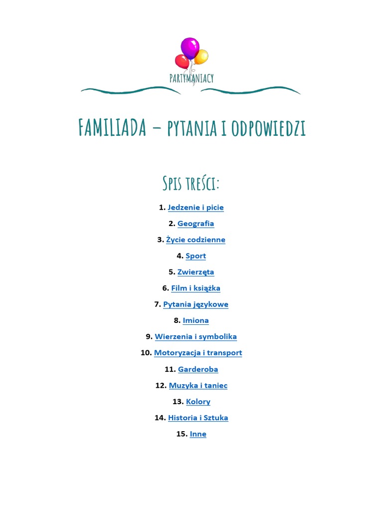 Familiada Pytania I Odpowiedzi | PDF