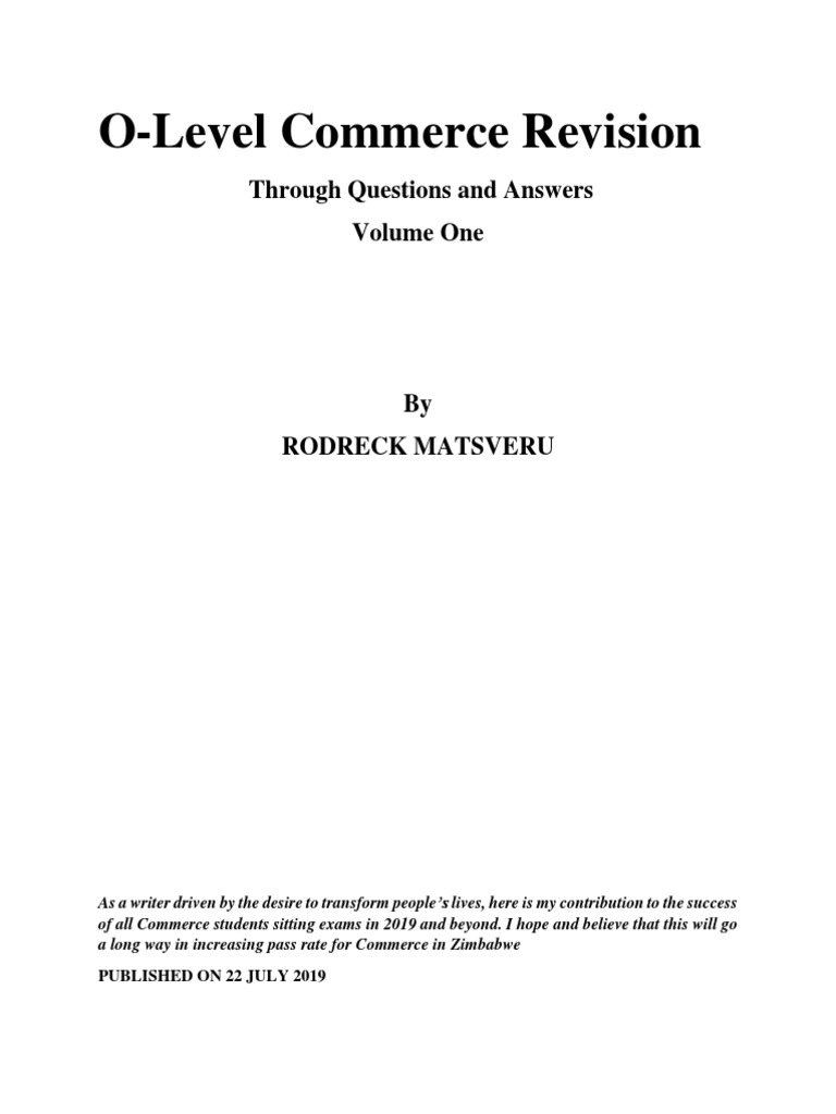 O Level Commerce Through Questions and Answers | PDF | Insurance | Banks