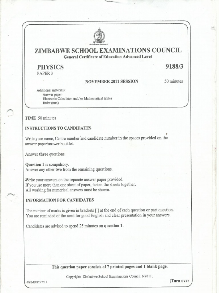 QP 11 Nov 9188-3 Physics PDF | PDF