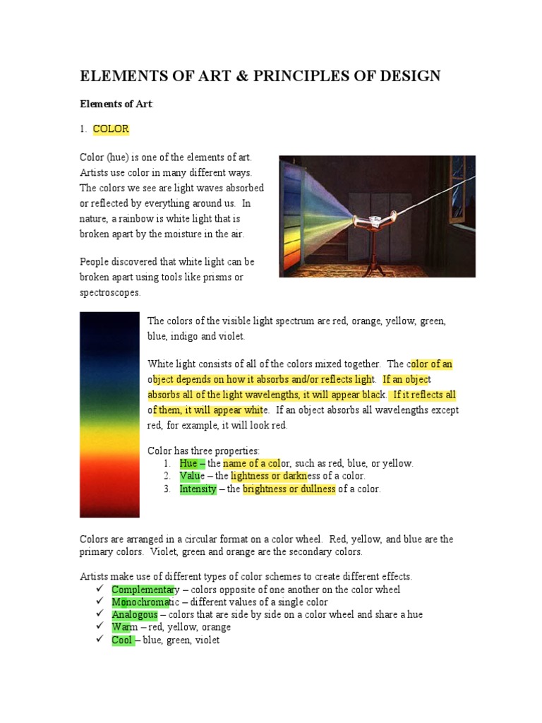 Art Elements & Design Principles | PDF | Color | Shape