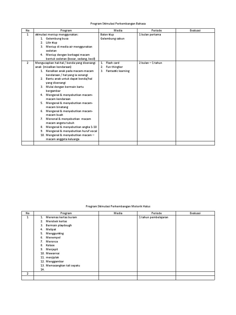 Program Stimulasi Perkembangan Bahasa | PDF | Karier & Perkembangan