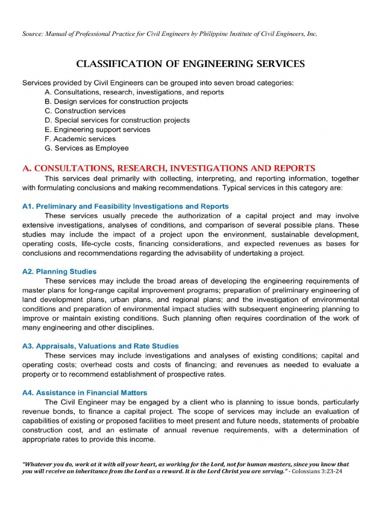 Classification of Engineering Services | PDF