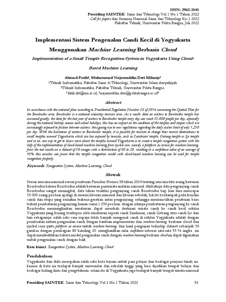 Implementasi Sistem Pengenalan Candi Kecil Di Yogyakarta Menggunakan Berbasis | PDF ...