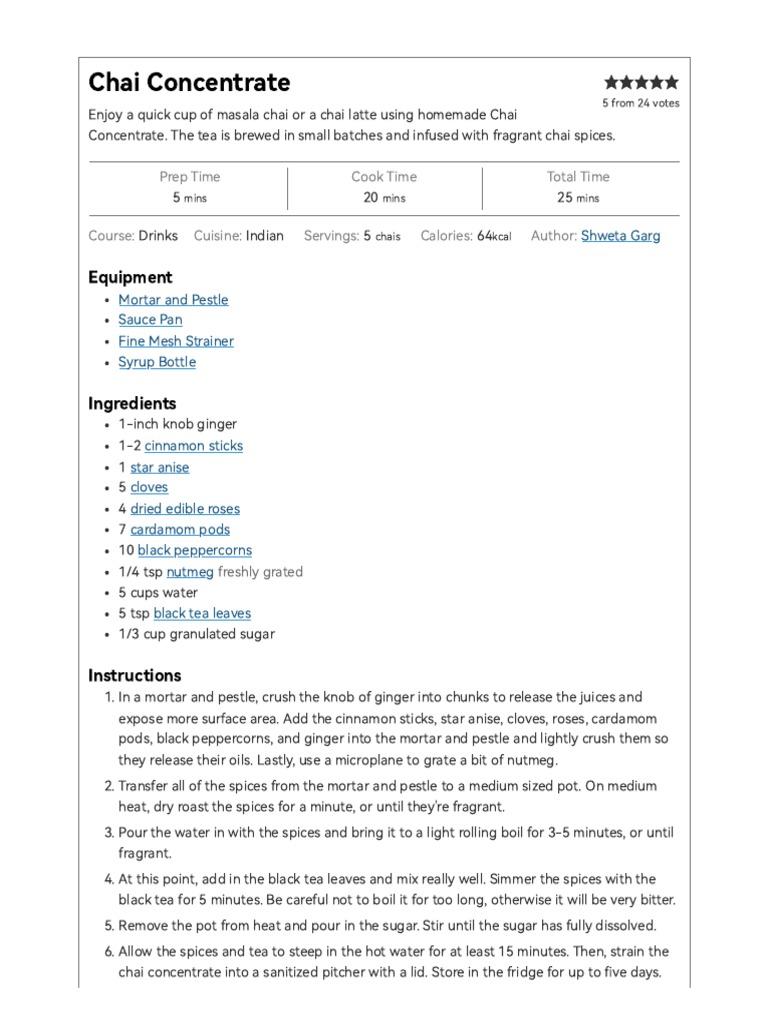 Chai Concentrate - Masala and Chai PDF | PDF | Foods | Food And Drink