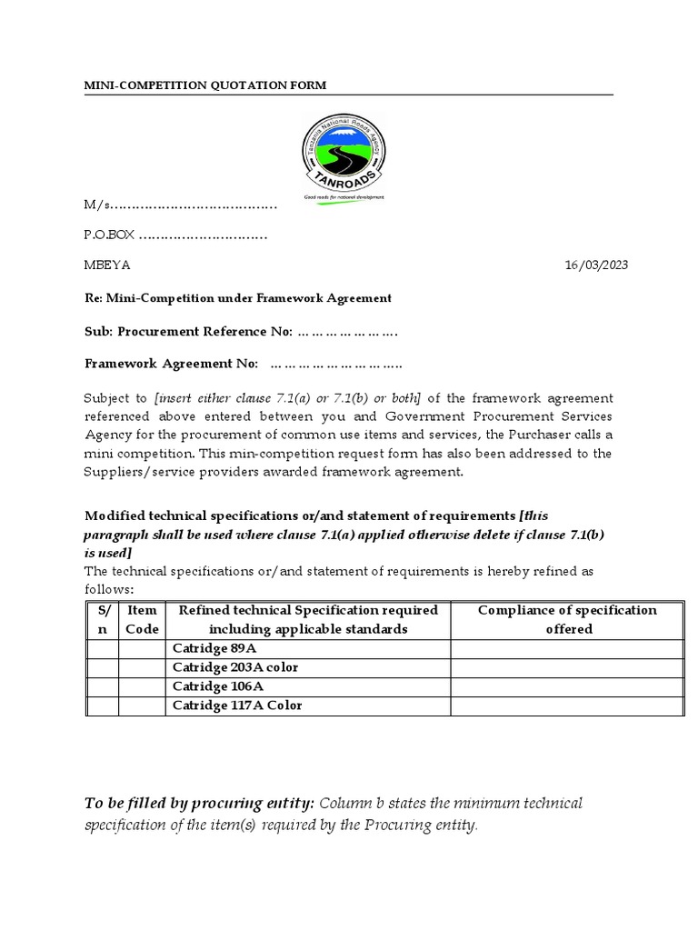 MIN QOUTATION Catridge | PDF | Specification (Technical Standard ...
