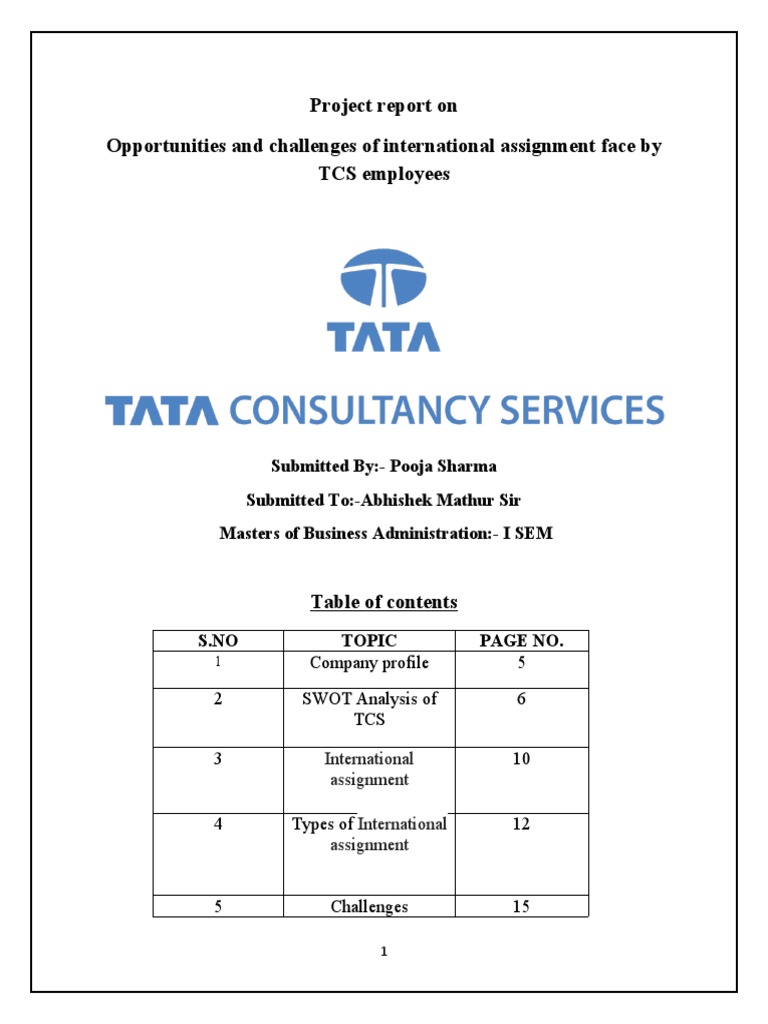 Project Report On Opportunities and Challenges of International Assignment Face by TCS Employees ...