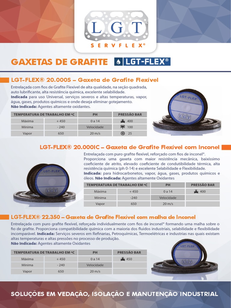 Gaxetas LGT-FLEX Grafite e Carbono PDF | PDF | Carbono | Grafite