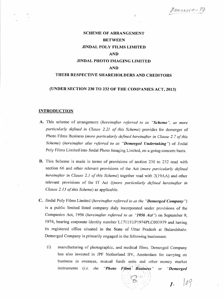 Scheme of Arrangement PDF | PDF