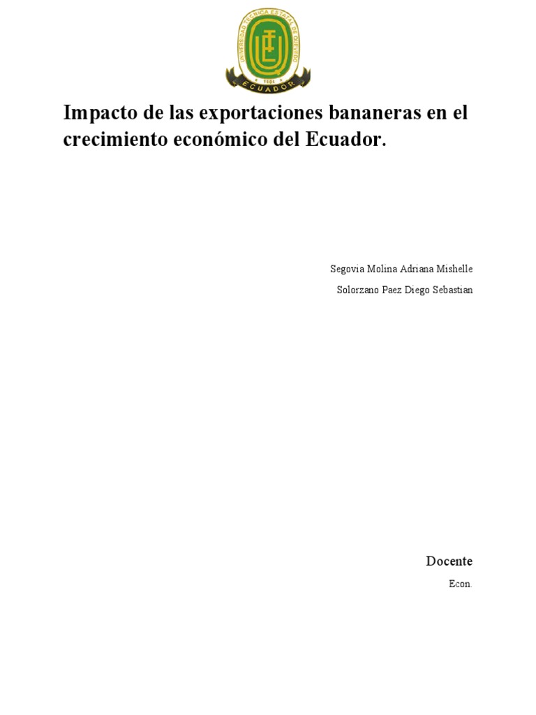 Exportaciones Bananeras en El Crecimiento Economico Del Ecuador | PDF ...