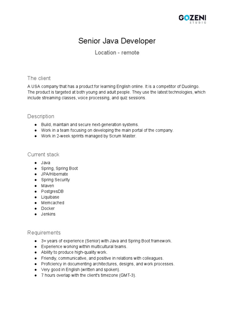 Senior Java Developer Pdf Pdf
