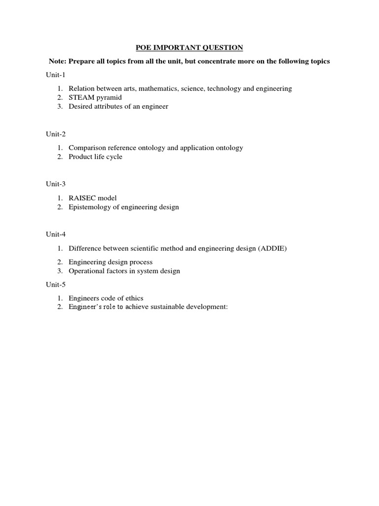 Poe Important Question PDF | PDF
