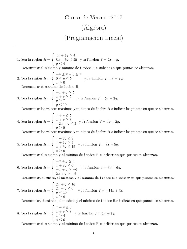 13 - Algebra (Programacion Lineal) | PDF