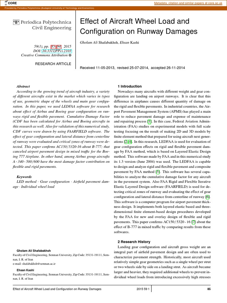 Effect of Aircraft Wheel Load and Configuration On Runway Damages | PDF ...