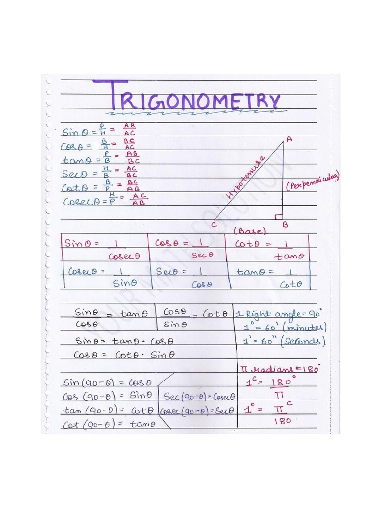 Trigonometry Notes ? PDF | PDF