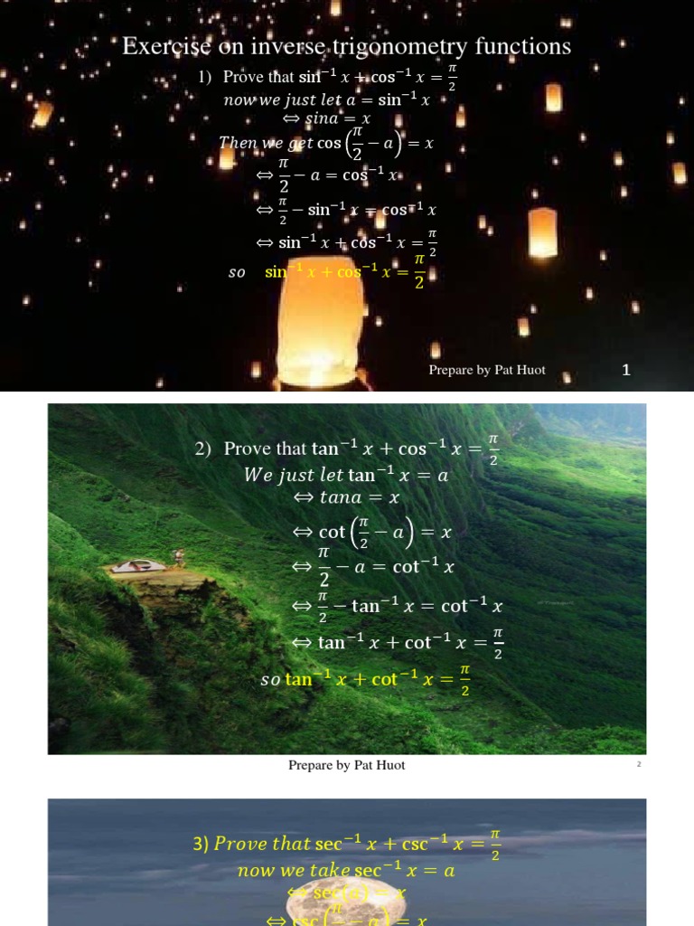 Exercise On Trigonometry Functions1 | PDF | Combinatorics | Mathematical Relations