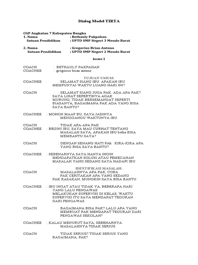 Contoh Dialog Percakapan Model Tirta Bethauly Dan Brian | PDF