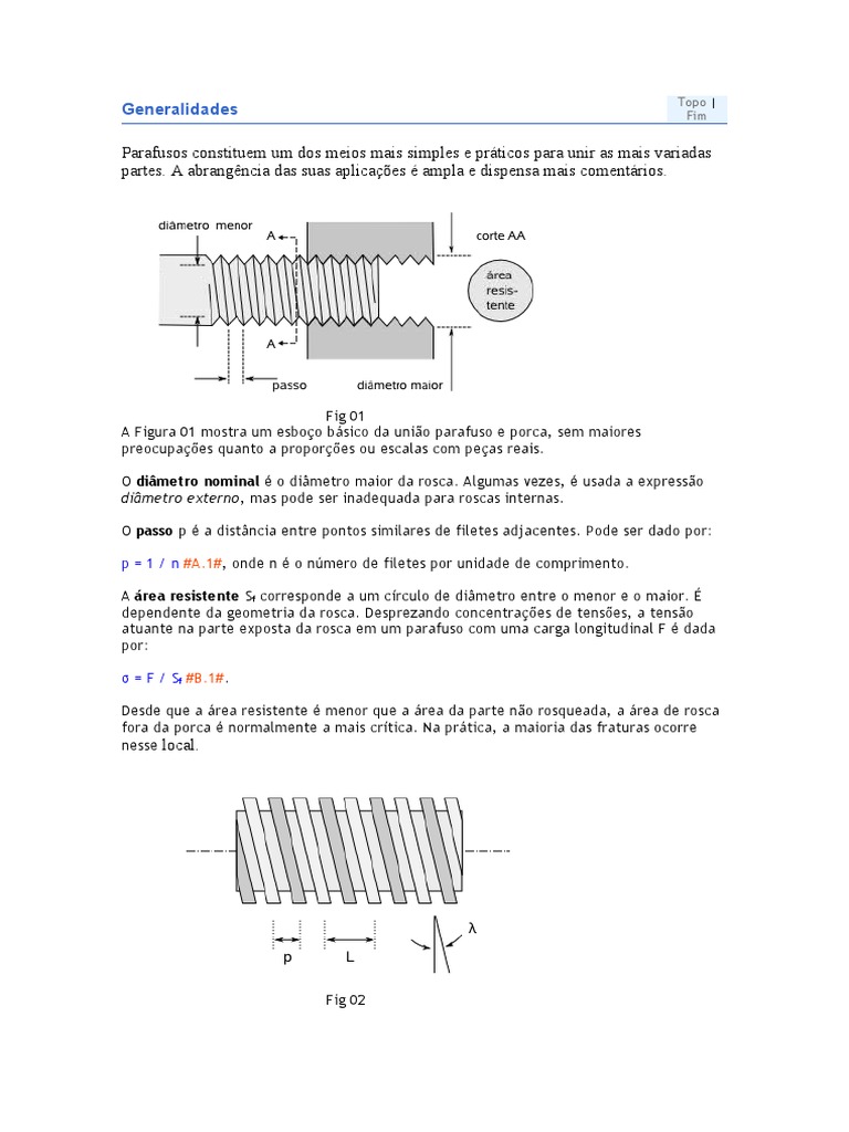 Generalidades ROSCAS | PDF | Parafuso