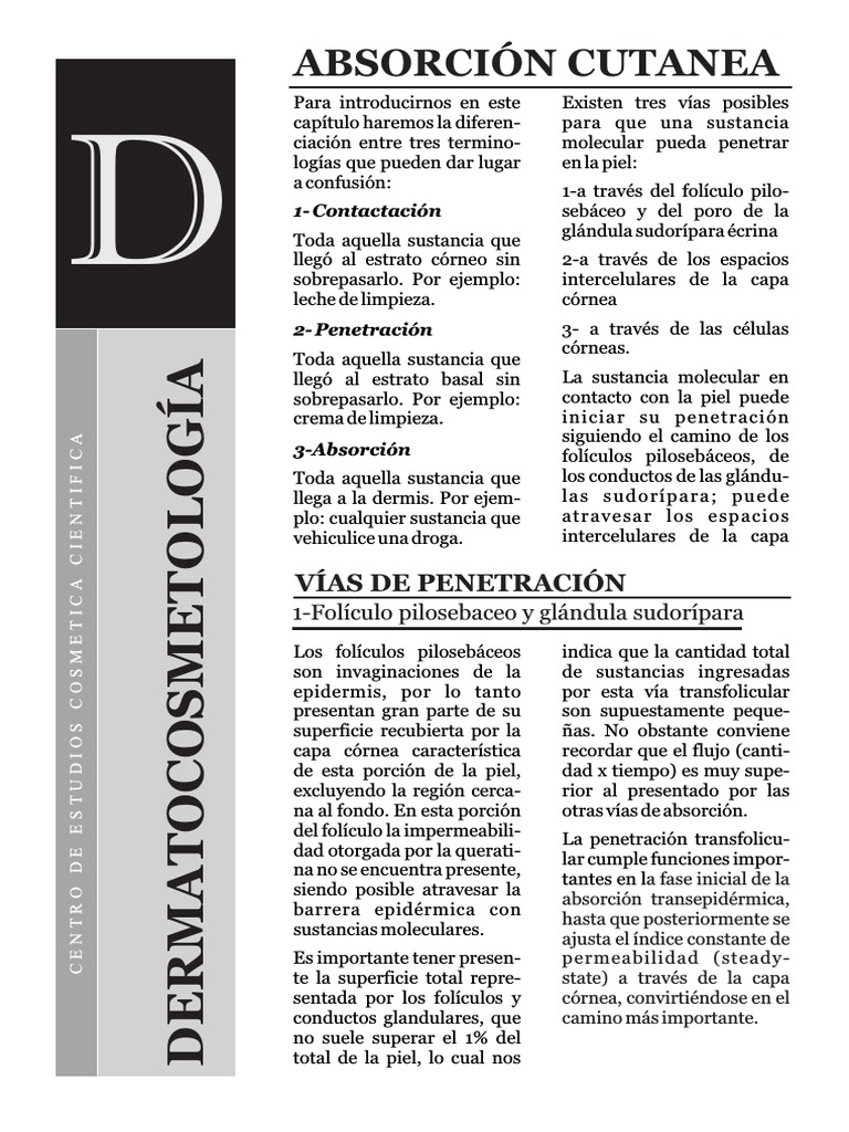 Absorcion Cutanea | PDF | Piel | Absorción (Química)