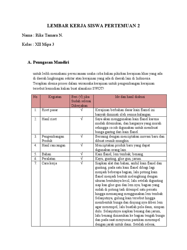 Lembar Kerja Siswa Pertemuan 2 | PDF