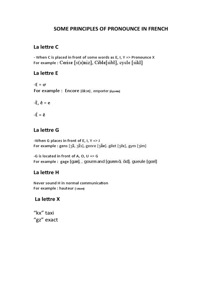 French Pronunciation Guide | PDF