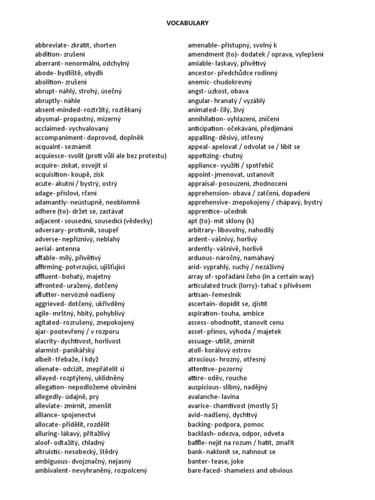 English Vocabulary For CAE | PDF