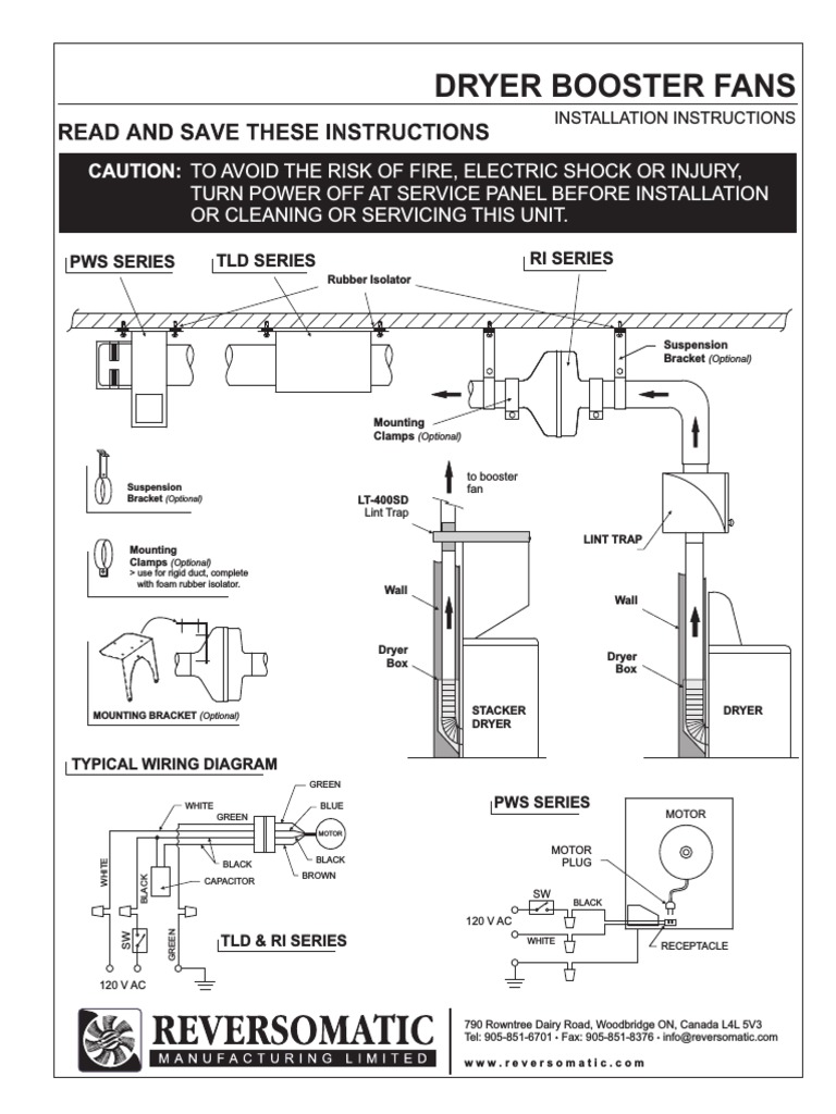 Dryer Booster Fan - Reversomatic - Manual | PDF | Clothes Dryer | Duct ...