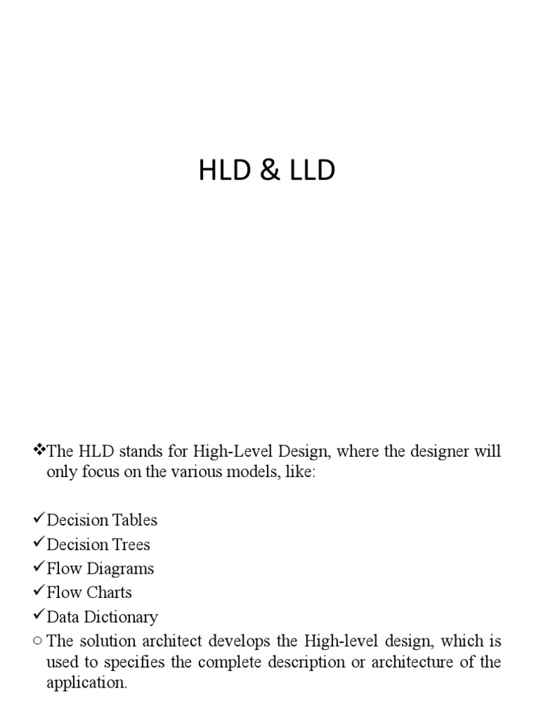 HLD & LLD: An Overview of High-Level Design and Low-Level Design in Software Development | PDF ...