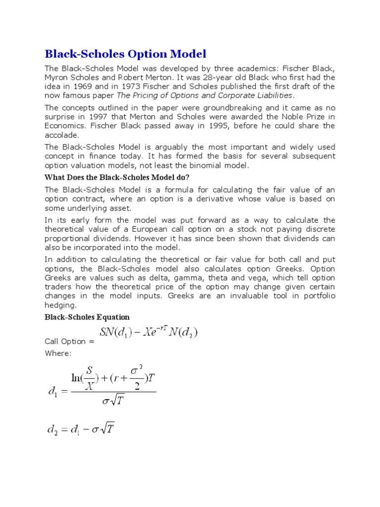 Black-Scholes Option Pricing Model | PDF | Black–Scholes Model | Greeks (Finance)