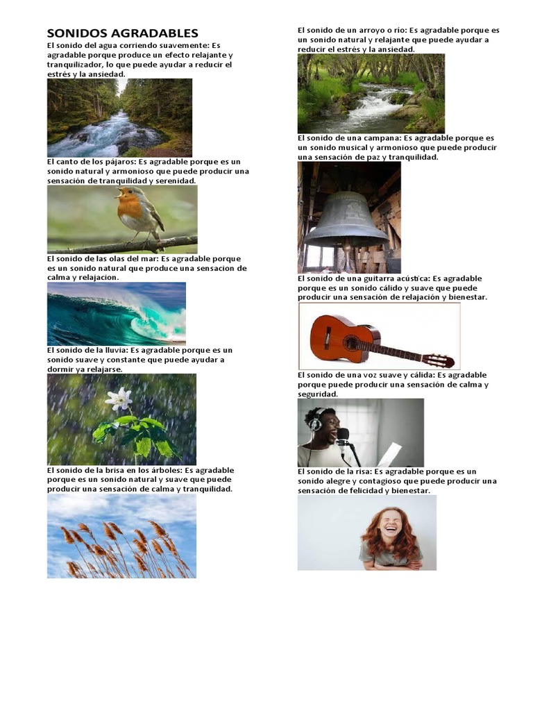 SONIDOS AGRADABLES y DESAGRADABLES | PDF | Sonido | Las emociones