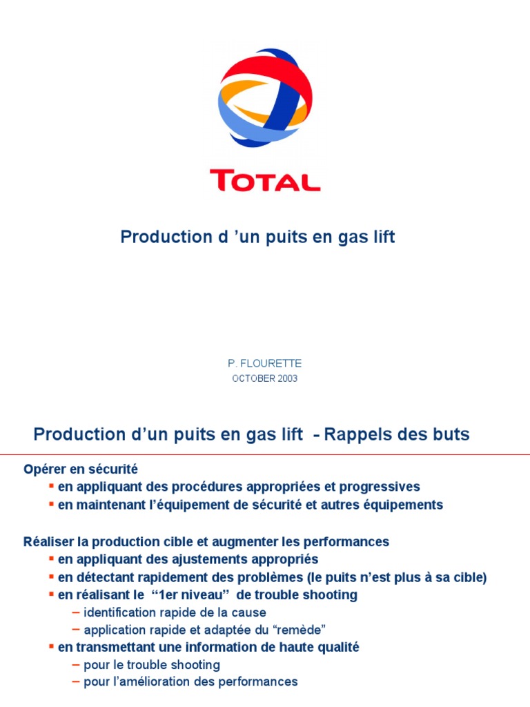 4 Production d'un puits en gas lift.ppt | PDF | Soupape | Injection ...