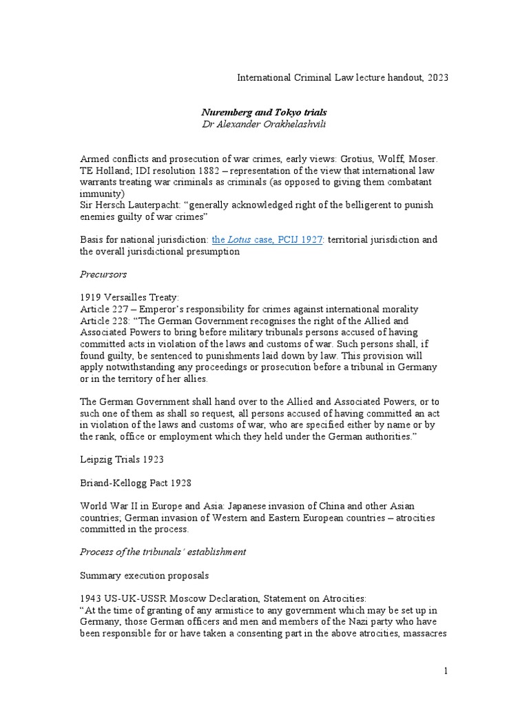 W2 The Nuremberg and Tokyo International Military Tribunals | PDF ...