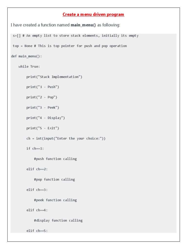 Stack Program Pdf Mathematical Logic Information Technology Management 