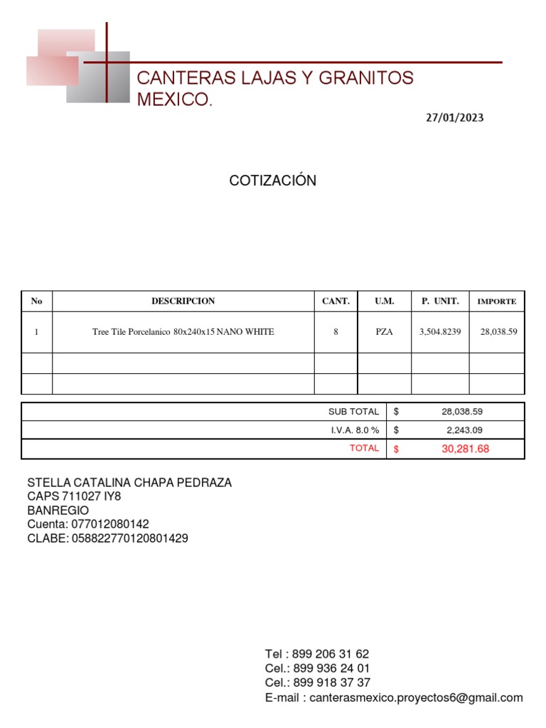 Cotizacion Porcelanicos Voika 2023 Segunda Compra PDF | PDF