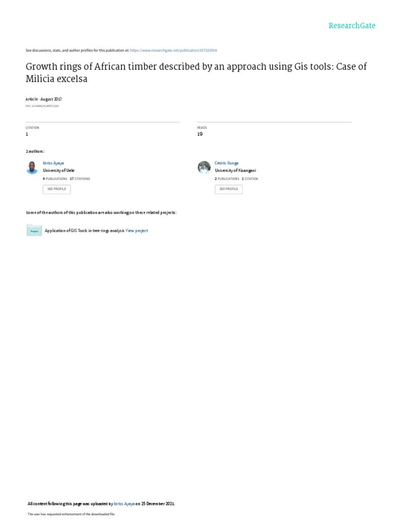 Growth Rings of African Timber Described by An Approach Using Gis Tools ...