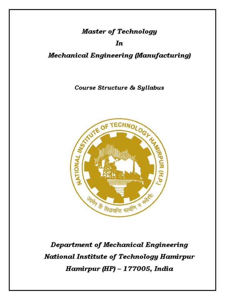 M Tech - Manufacturing-Technology Course STR and Syllabus | PDF ...