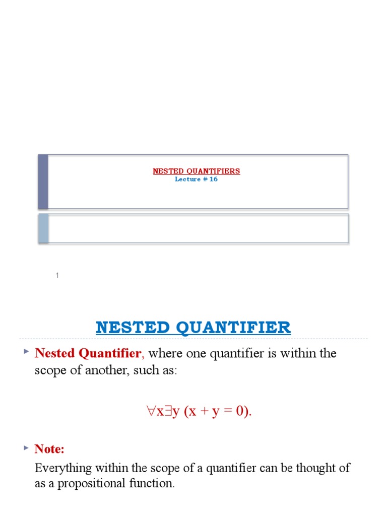 Lecture # 16 Nested Quantifiers | PDF | Metalogic | Mathematics