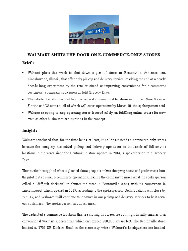 Walmart Shuts Down Experimental E-Commerce Only Stores, Citing Success in Integrating Online ...