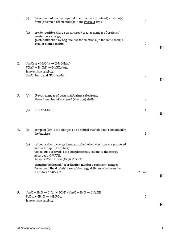 IBDP Chemistry Bonding Questions MS | PDF | Chemical Bond | Ion