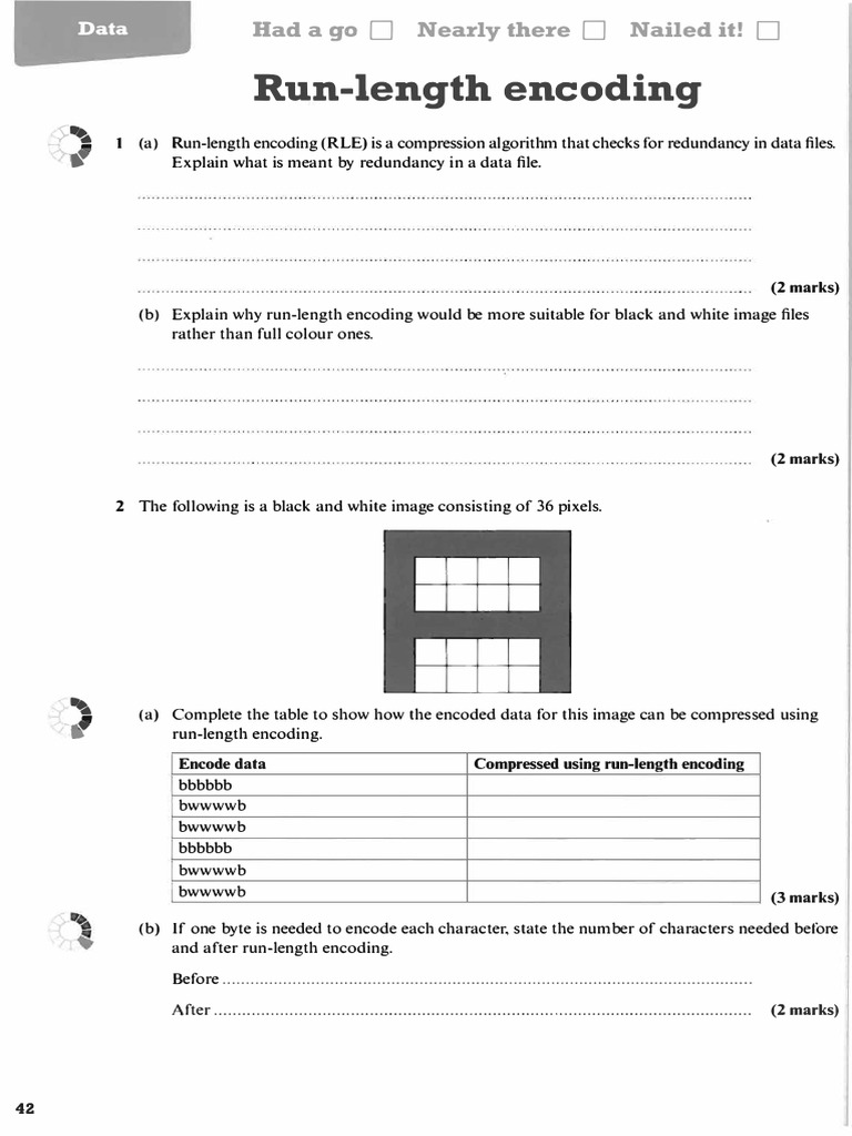 Gcse Computing Run Length Encoding Rle Questions Pdf 