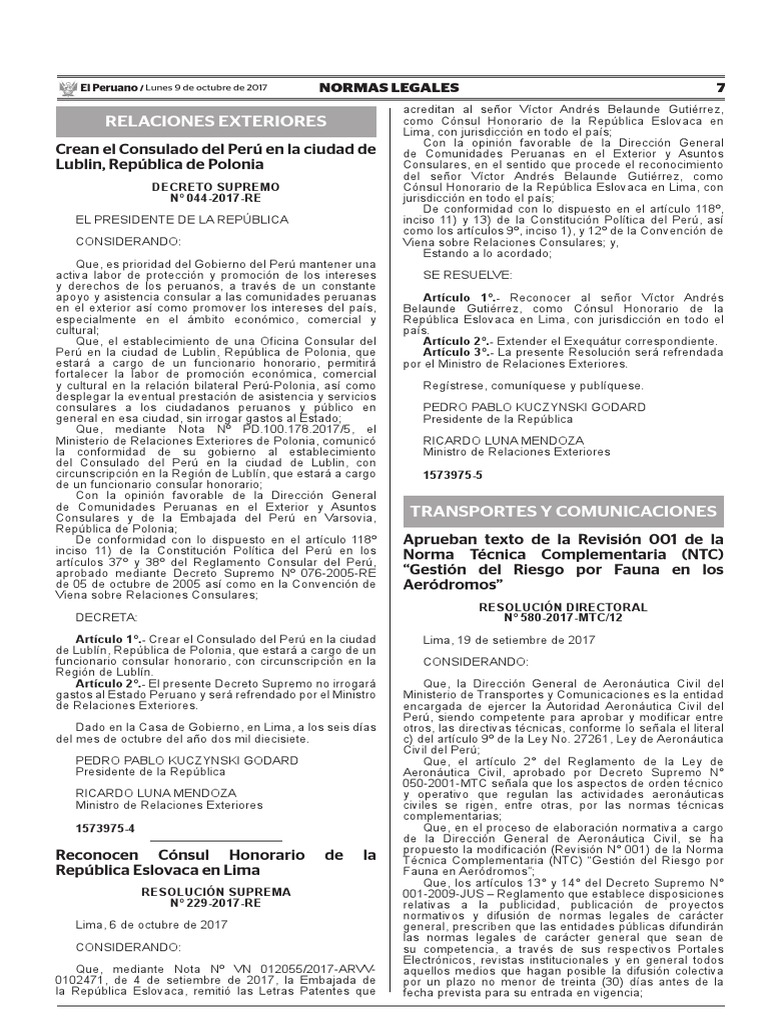 RD 580 - 2017 - MTC.12 NTC 007 - 2013 GDR Fauna - Aeropuerto 19.09.2017 | PDF | Aeropuerto | Perú