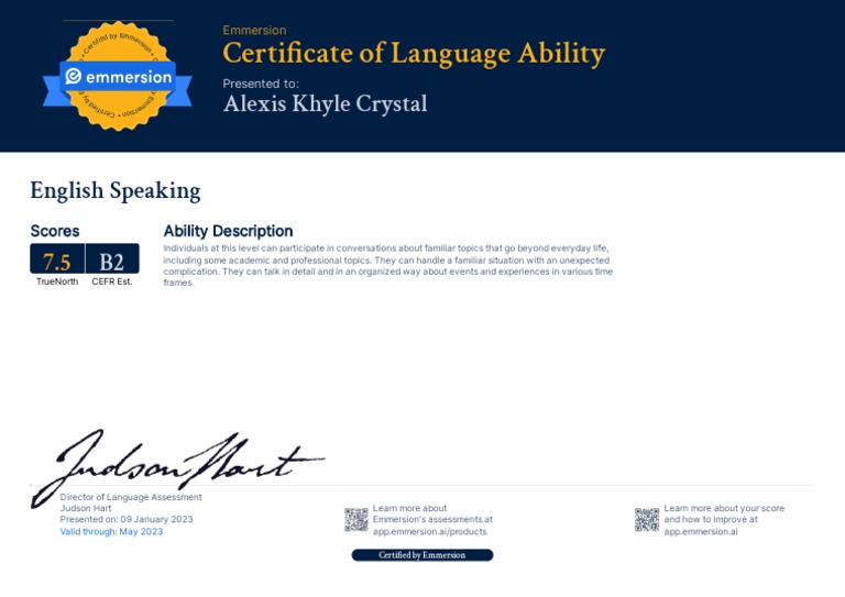 Alexis Khyle Crystal-English Speaking | PDF | Language Education ...